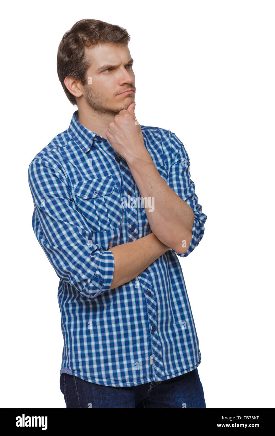 Front view of man in jeans. Standing young guy. Rear view people ...
