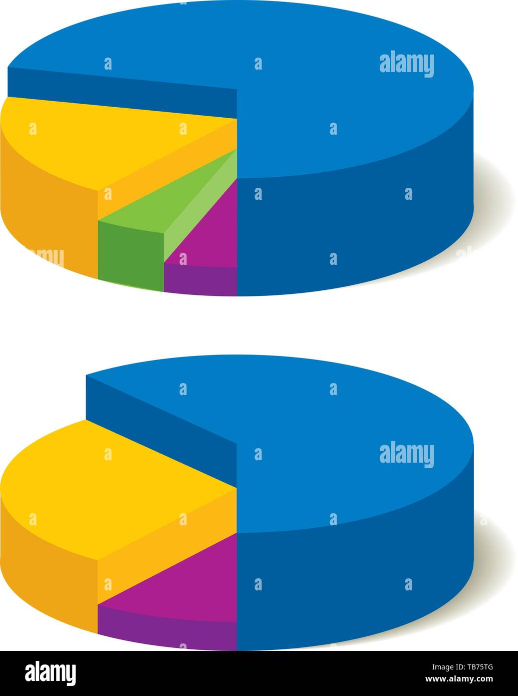 Vector illustration. Two pie charts in 3D with different percentages Stock Vector Image & Art ...