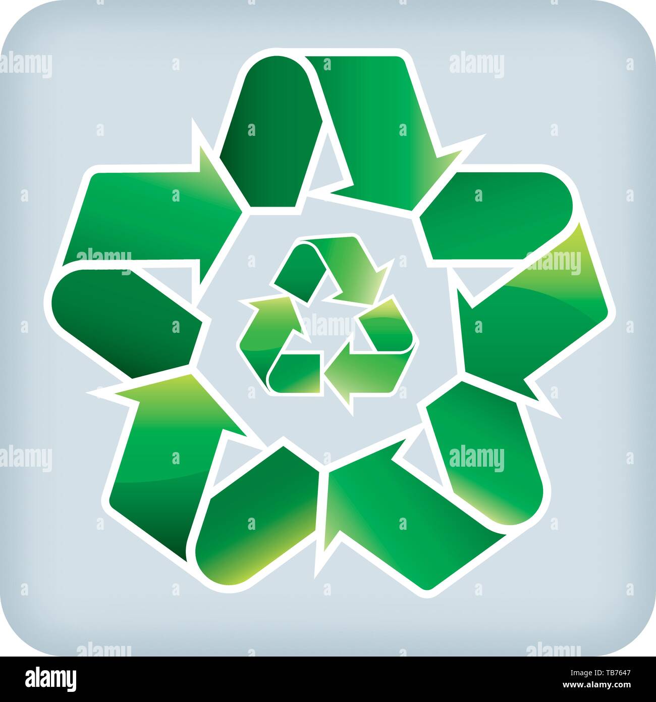 Vector illustration. Recycle star. Five concentric green arrows as a ...