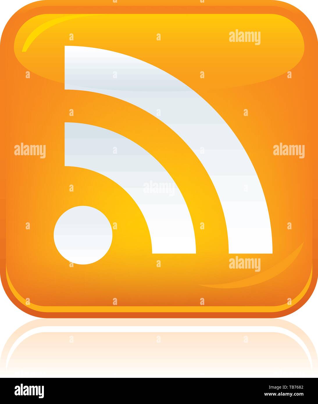 Vector illustration. RSS candy symbol in orange with reflects. Shiny ...