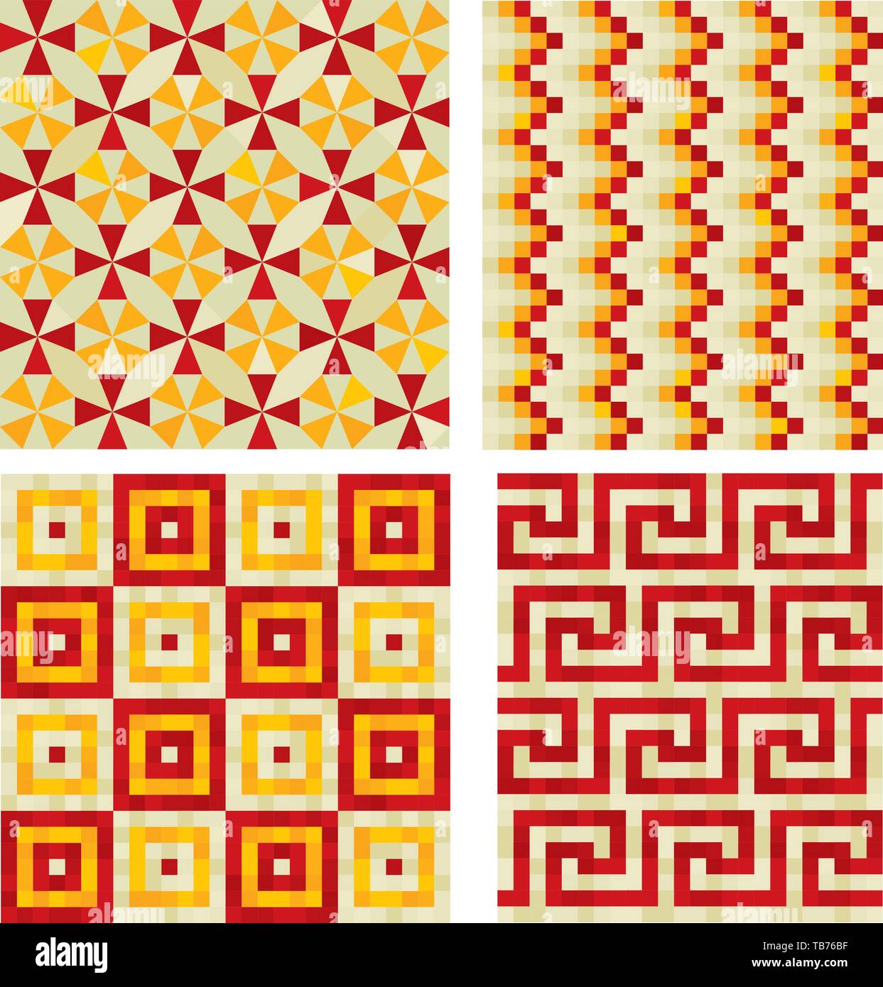 Vector illustration. Seamless ceramic tiles. Warm color pieces in ...