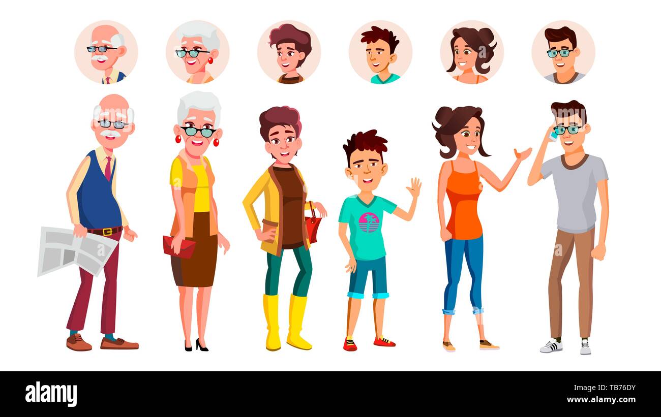 Collection Of Characters Person People Set Vector Stock Vector Image ...