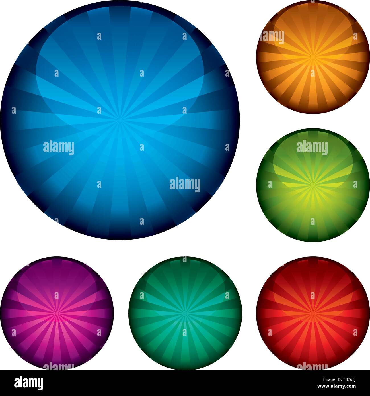 Vector illustration. Shiny balls. Six shiny balls in vibrant colors ...
