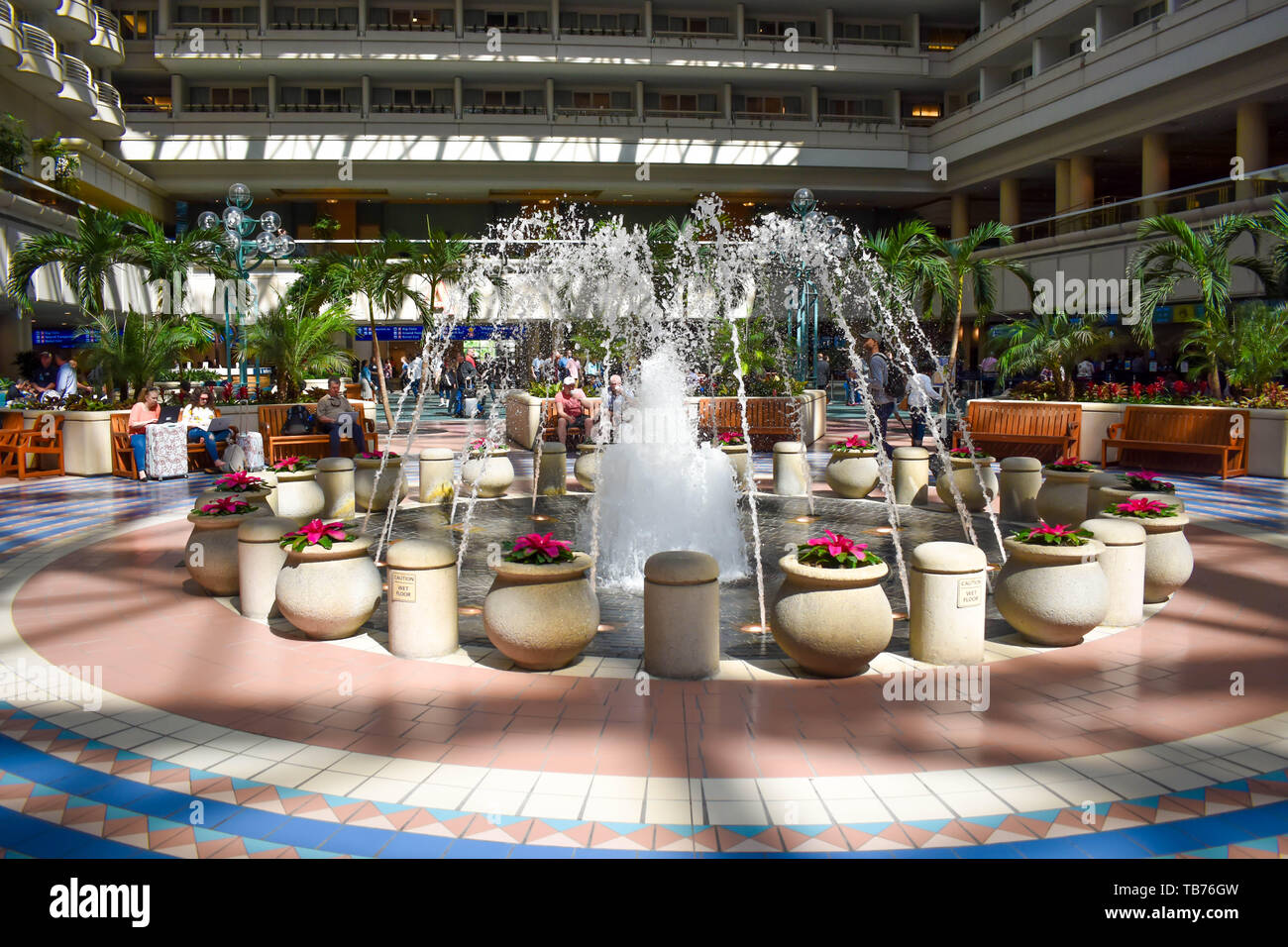 Orlando, Florida. March 01, 2019. Fountain close to Hyatt Regency area ...