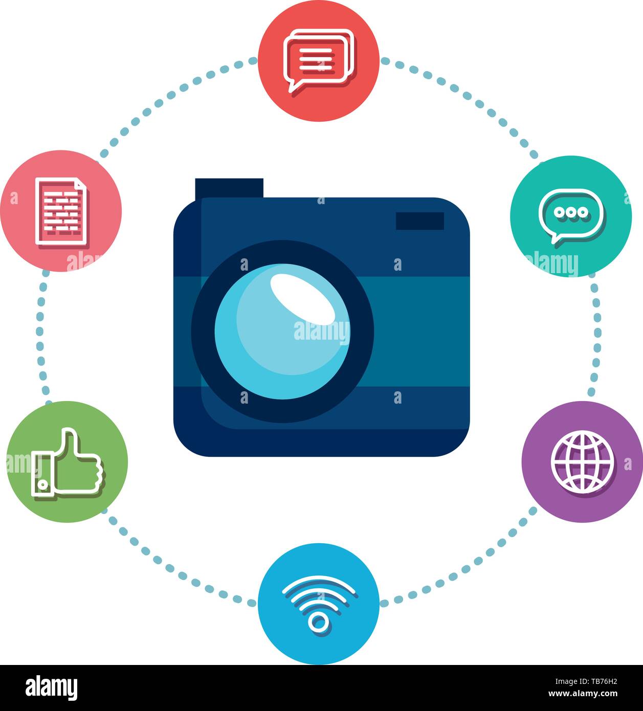 camera photographic with social media icons Stock Vector Image & Art ...