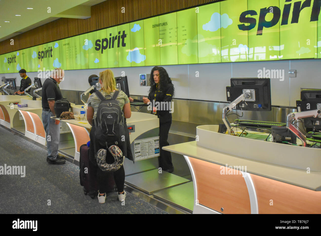Orlando, Florida. March 01, 2019. People doing check-in at Spirit ...