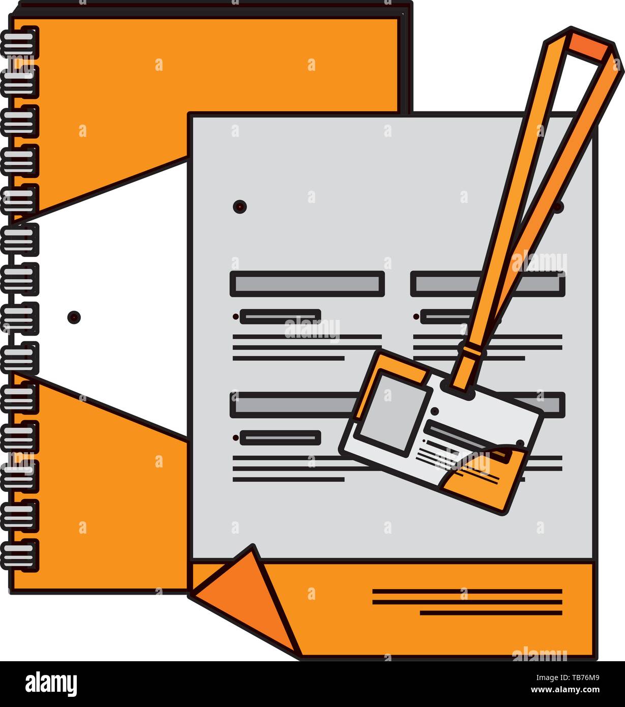 notepad and document id with company emblem print Stock Vector Image ...