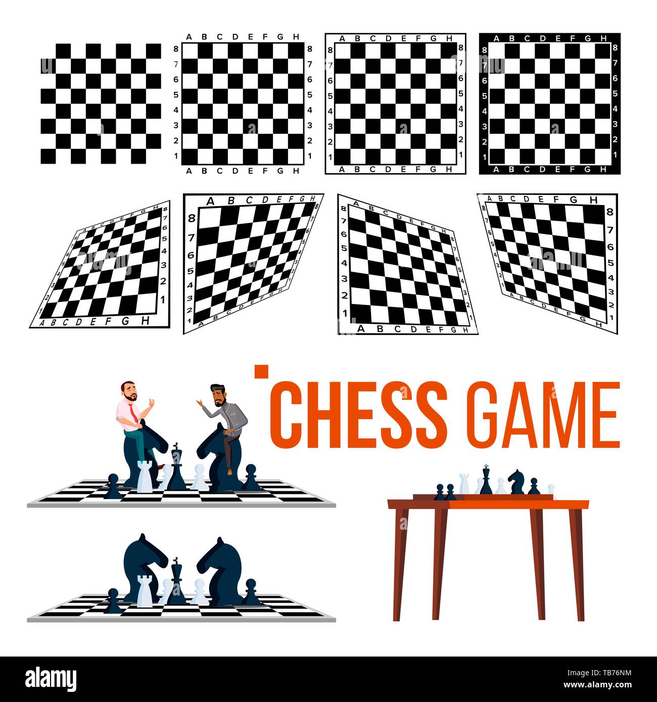 Chessboard And Character Game Player Set Vector Stock Vector Image ...