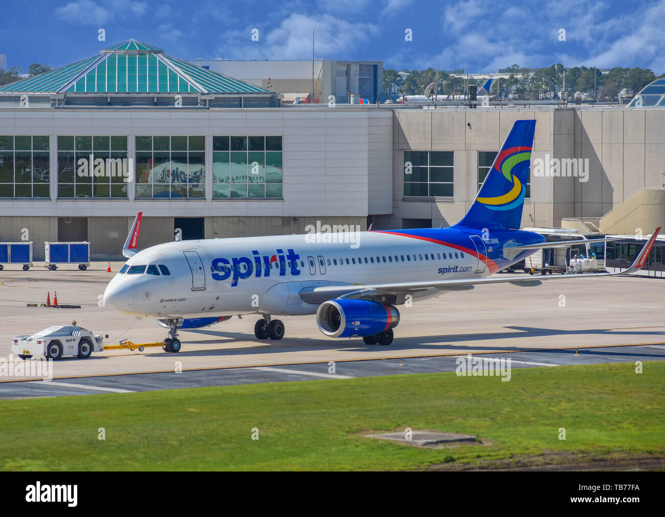 Orlando, Florida. March 01, 2019. View of airplanes from Spirit ...
