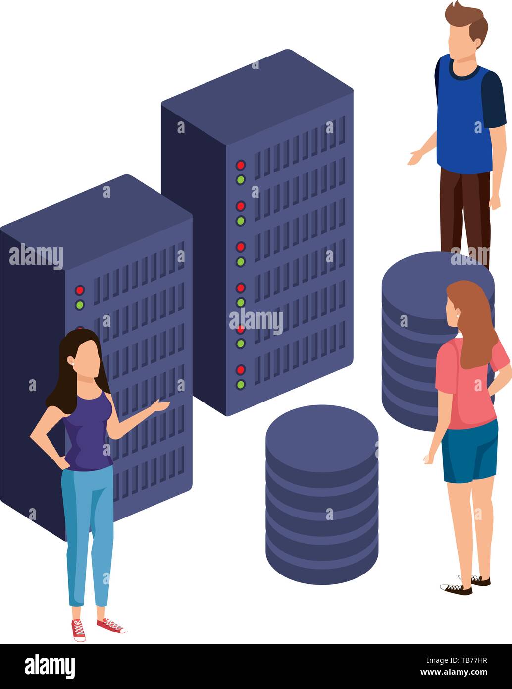 people with servers towers data center icon Stock Vector Image & Art ...