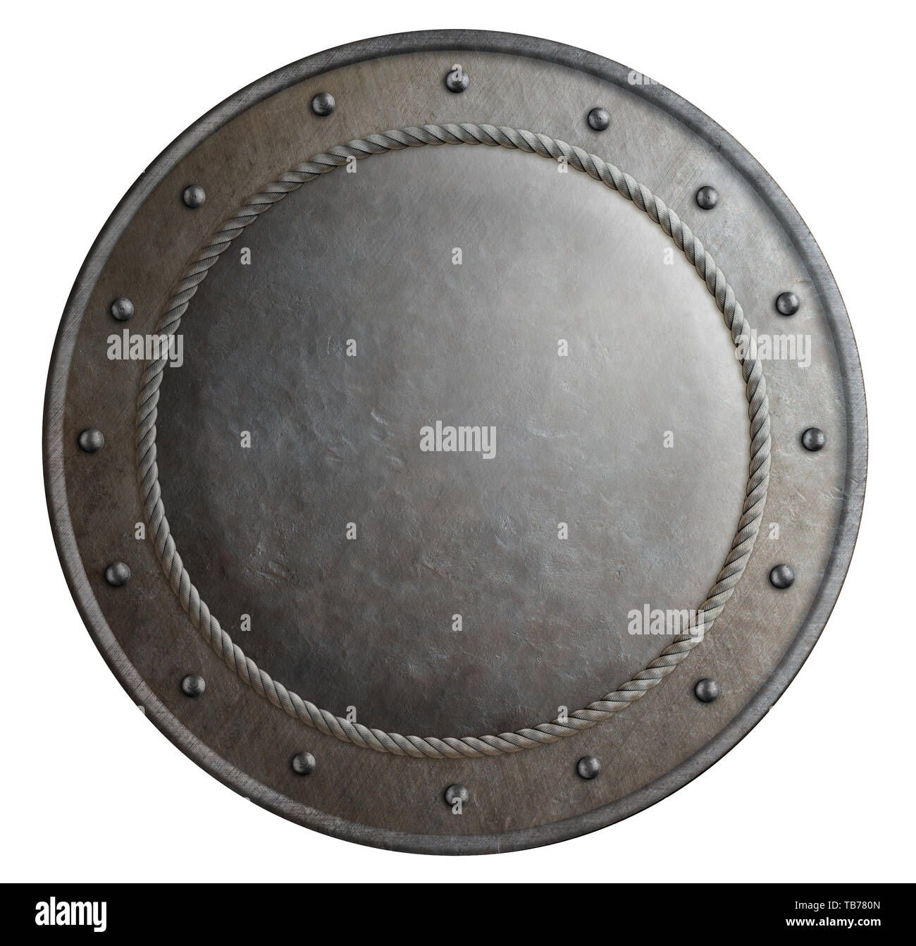 Rusty metal round shield isolated 3d illustration Stock Photo - Alamy