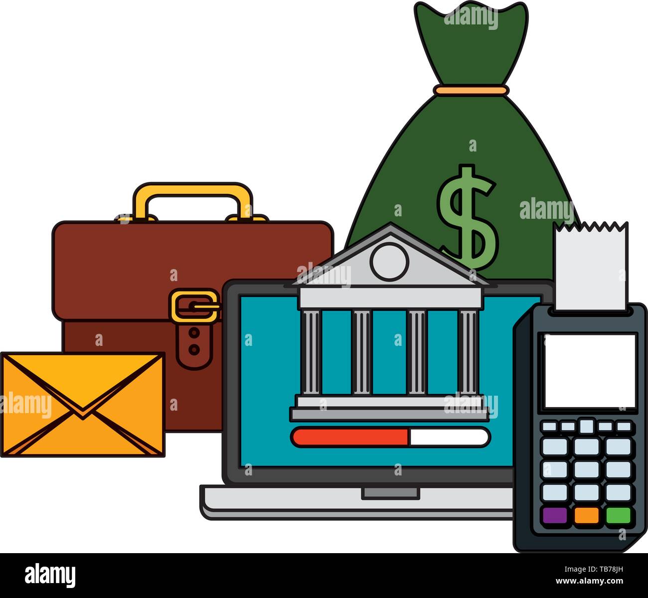 laptop with voucher machine and ecommerce icons Stock Vector Image ...