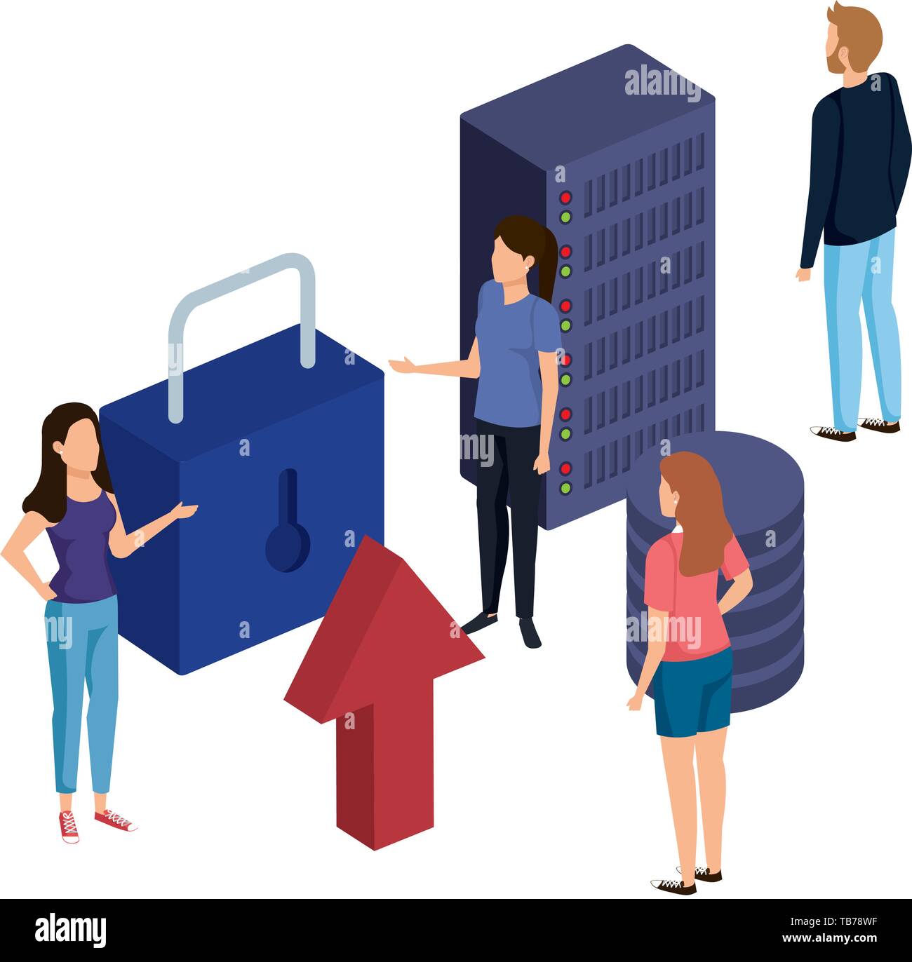 people with servers towers data center icon Stock Vector Image & Art ...