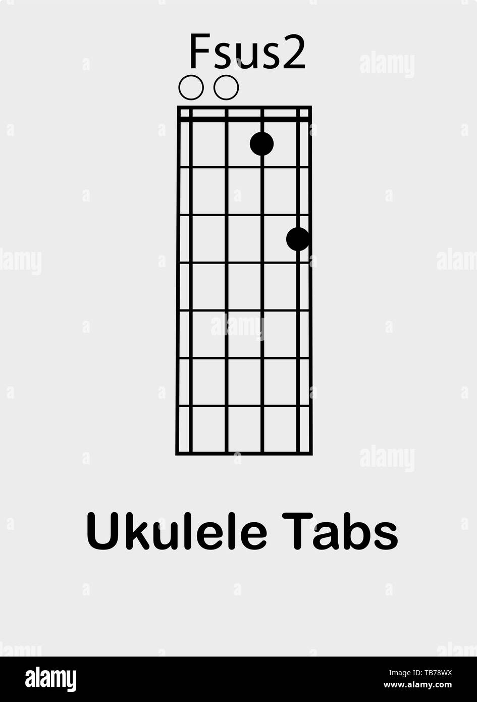 Ukulele tabulator with F sus2 chord, vector illustration Stock Vector ...