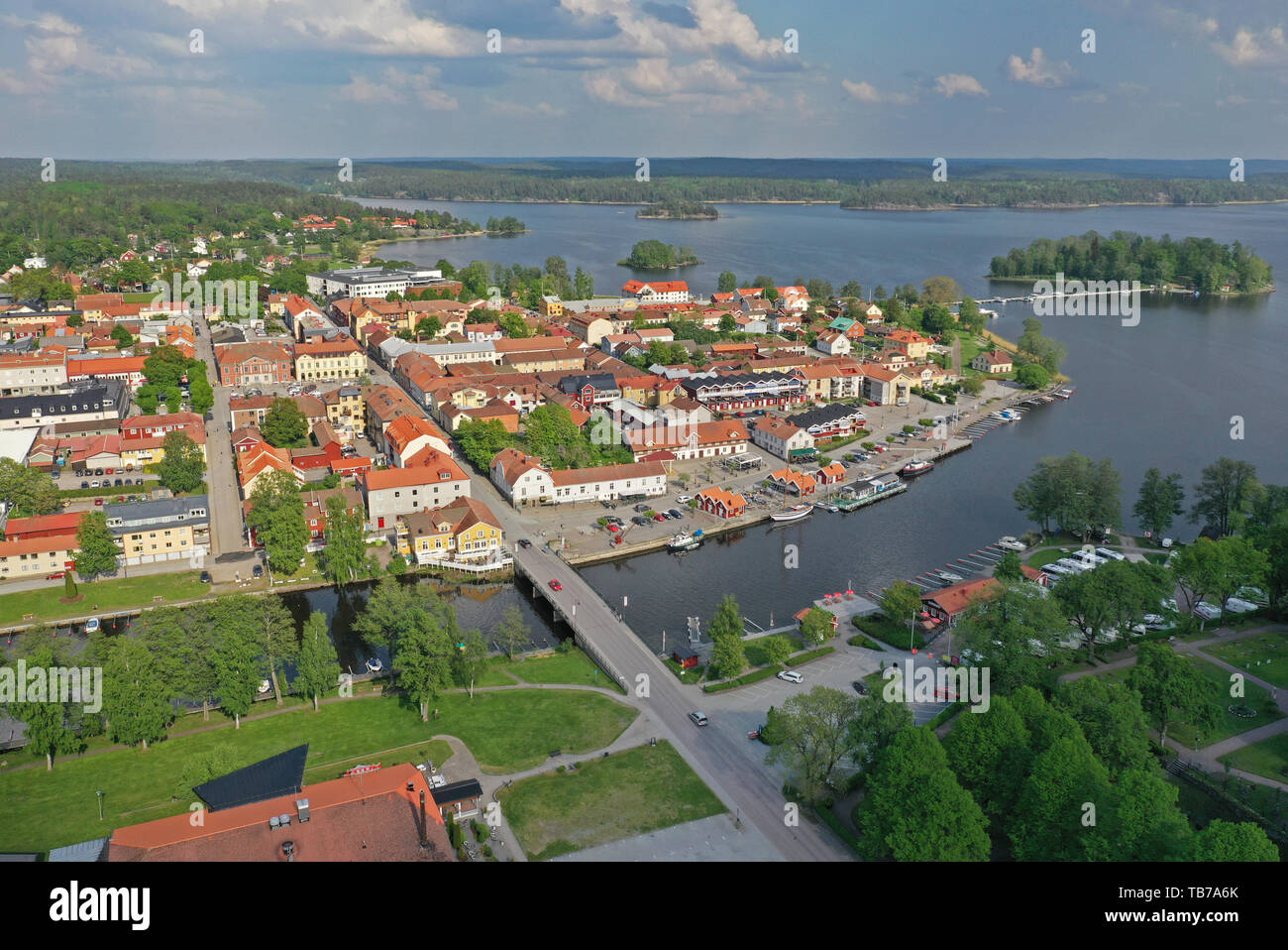 ASKERSUND 20190522 Hamnen i tätorten Askersund i Örebro län i södra ...