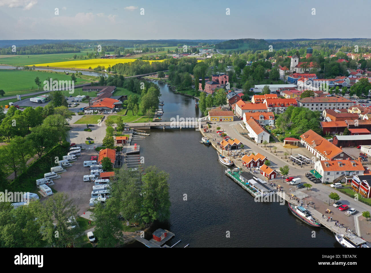 ASKERSUND 20190522 Hamnen i tätorten Askersund i Örebro län i södra ...