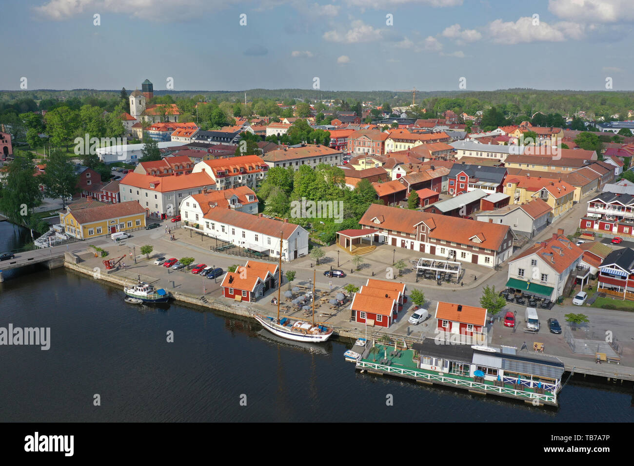 ASKERSUND 20190522 Hamnen i tätorten Askersund i Örebro län i södra ...