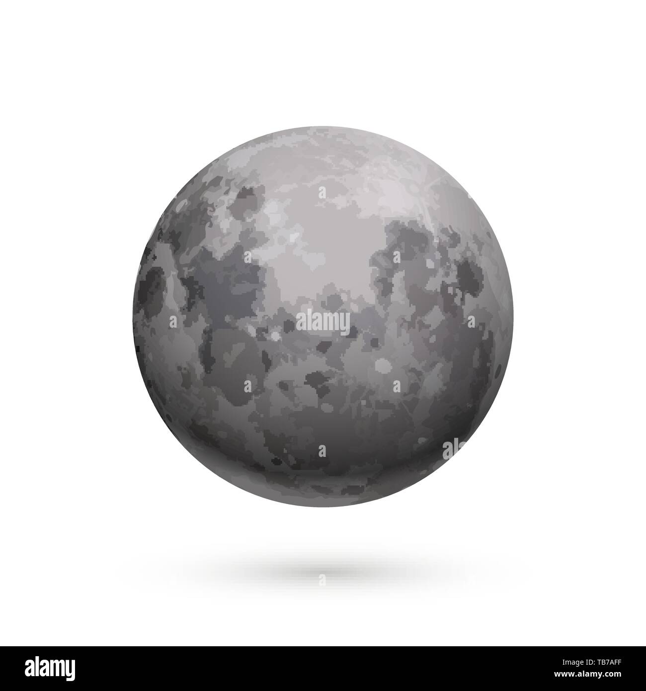 Bright realistic moon with texture isolated on white Stock Vector Image ...