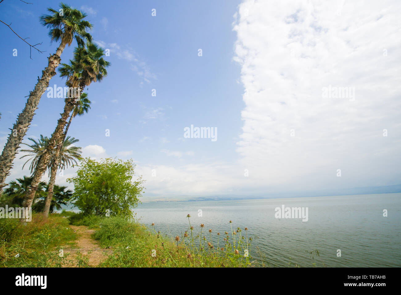 Sea of Galilee in Tiberias, Israel. It is the lowest freshwater lake on ...