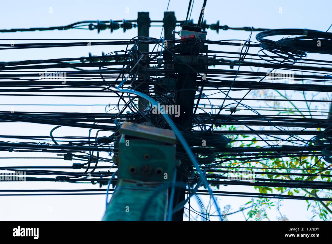 Super Mess Electricity Wirese, Tangle electrical wire and cable in ...