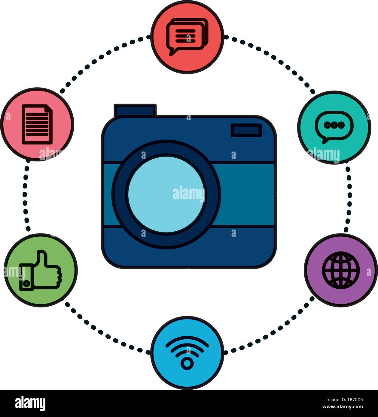 camera photographic with social media icons Stock Vector Image & Art ...