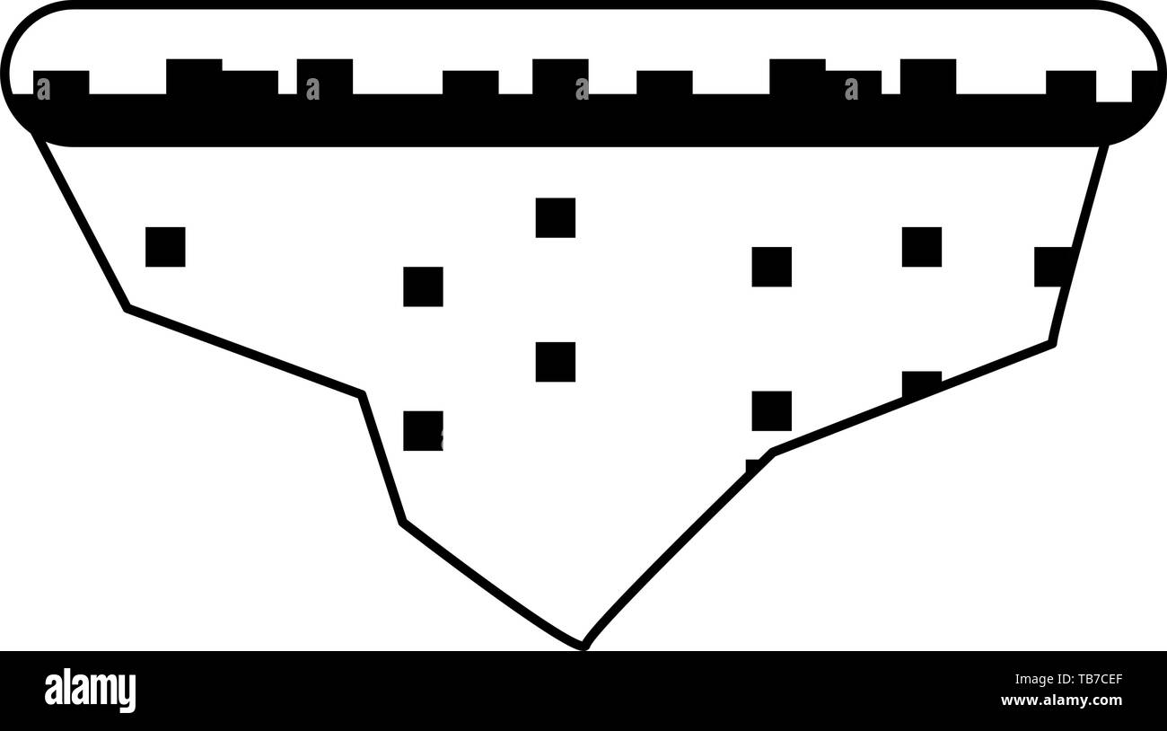 Videogame terrain with grass isolated cartoon in black and white Stock ...