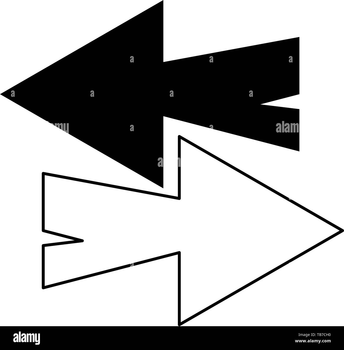 Right and left arrows symbol isolated in black and white Stock Vector ...