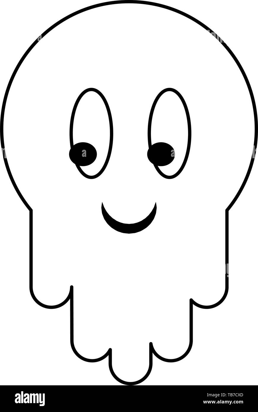 Videogame enemy ghost character in black and white Stock Vector Image ...