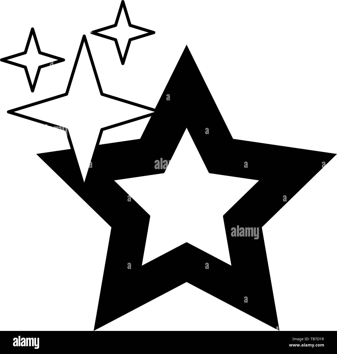 Videogame star shinning cartoon isolated in black and white Stock ...