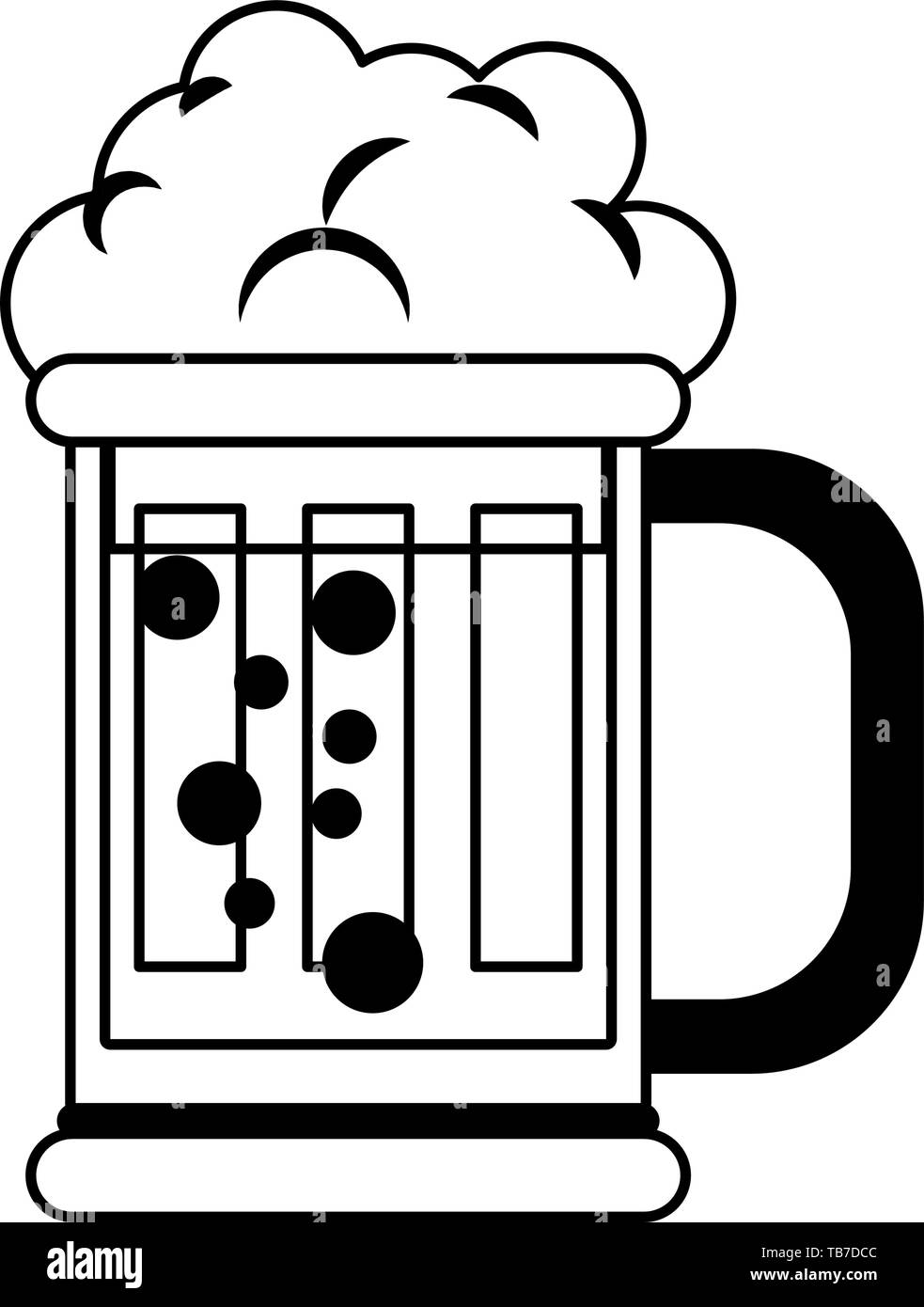 Beer glass cup alcoholic drink isolated cartoon in black and white ...