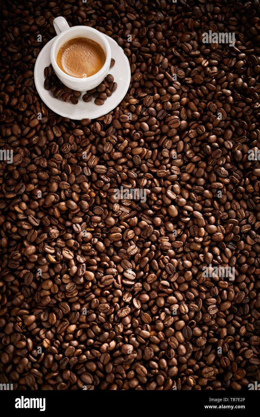 Vertical panorama banner with roasted coffee bean background texture ...