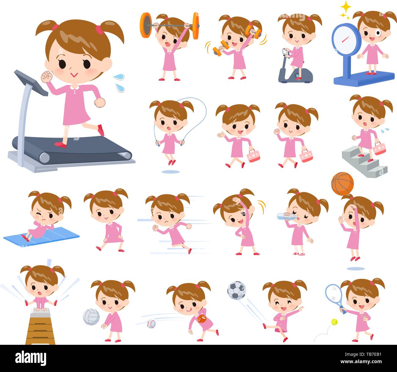 A set of girl on exercise and sports.There are various actions to move ...