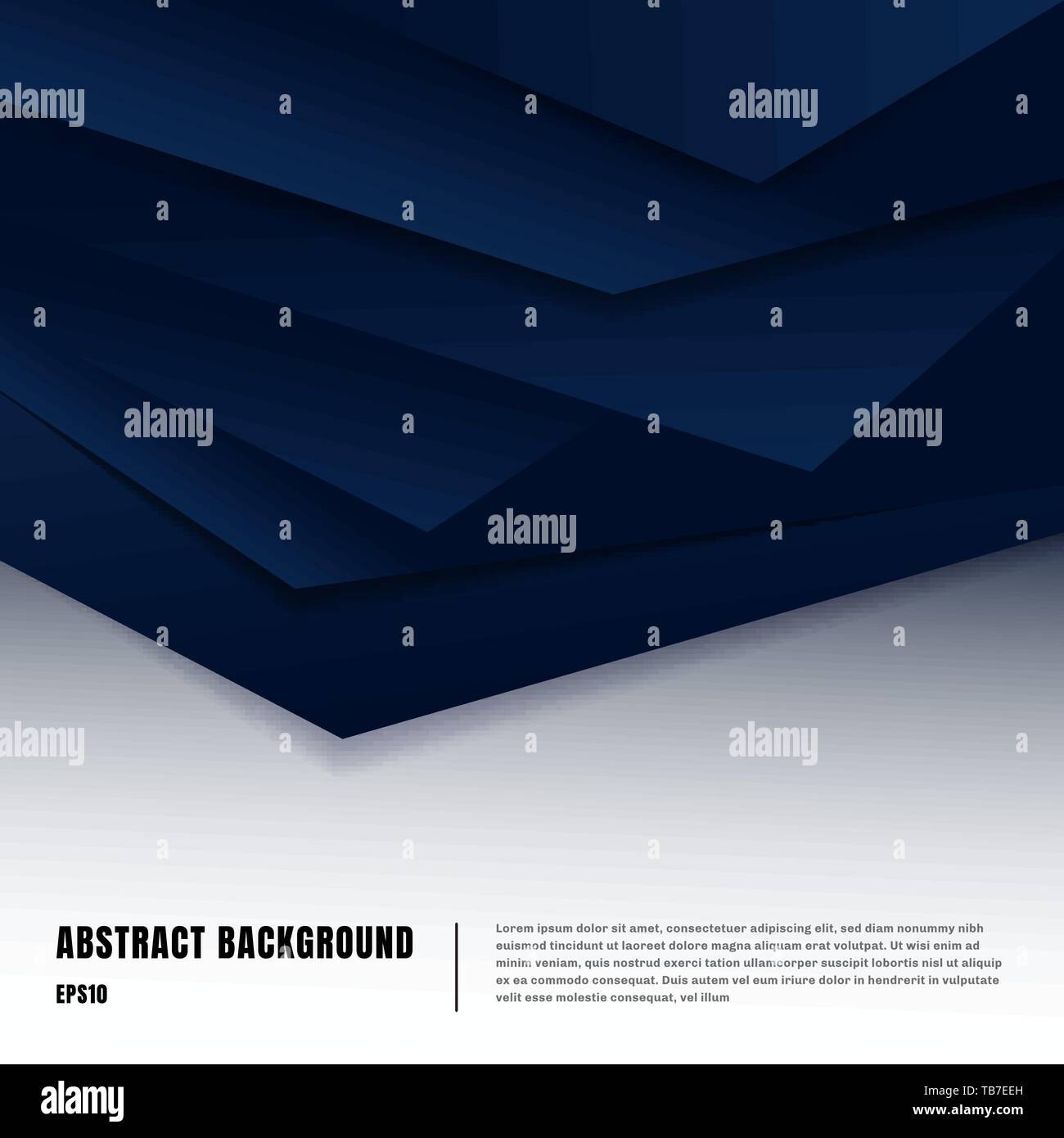 Abstract paper art style layout template. Dark blue gradient triangles overlapping realistic ...