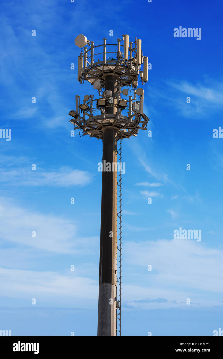 Telecommunications antenna tower for radio, television and telephony on ...