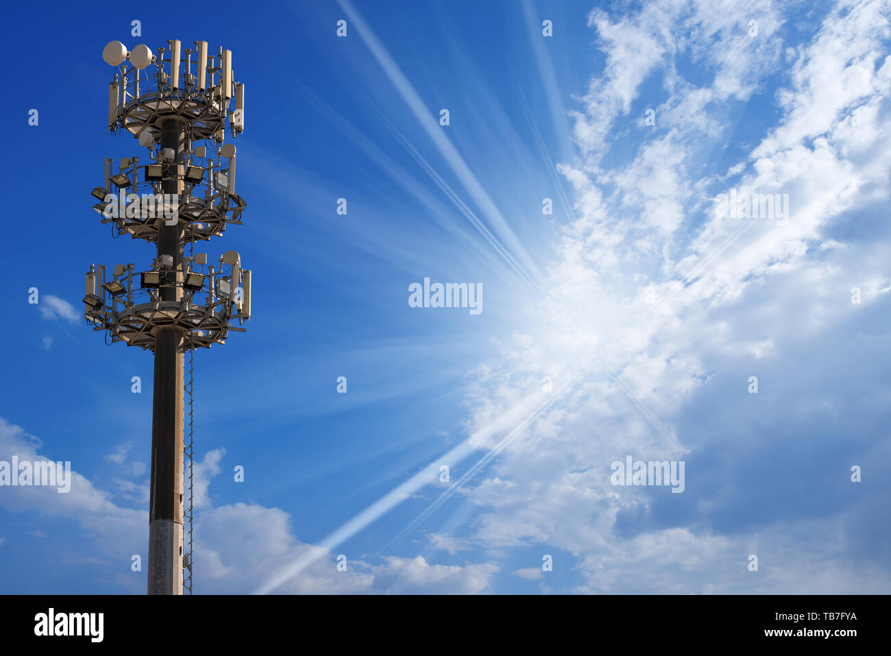 Telecommunications antenna tower for radio, television and telephony on ...