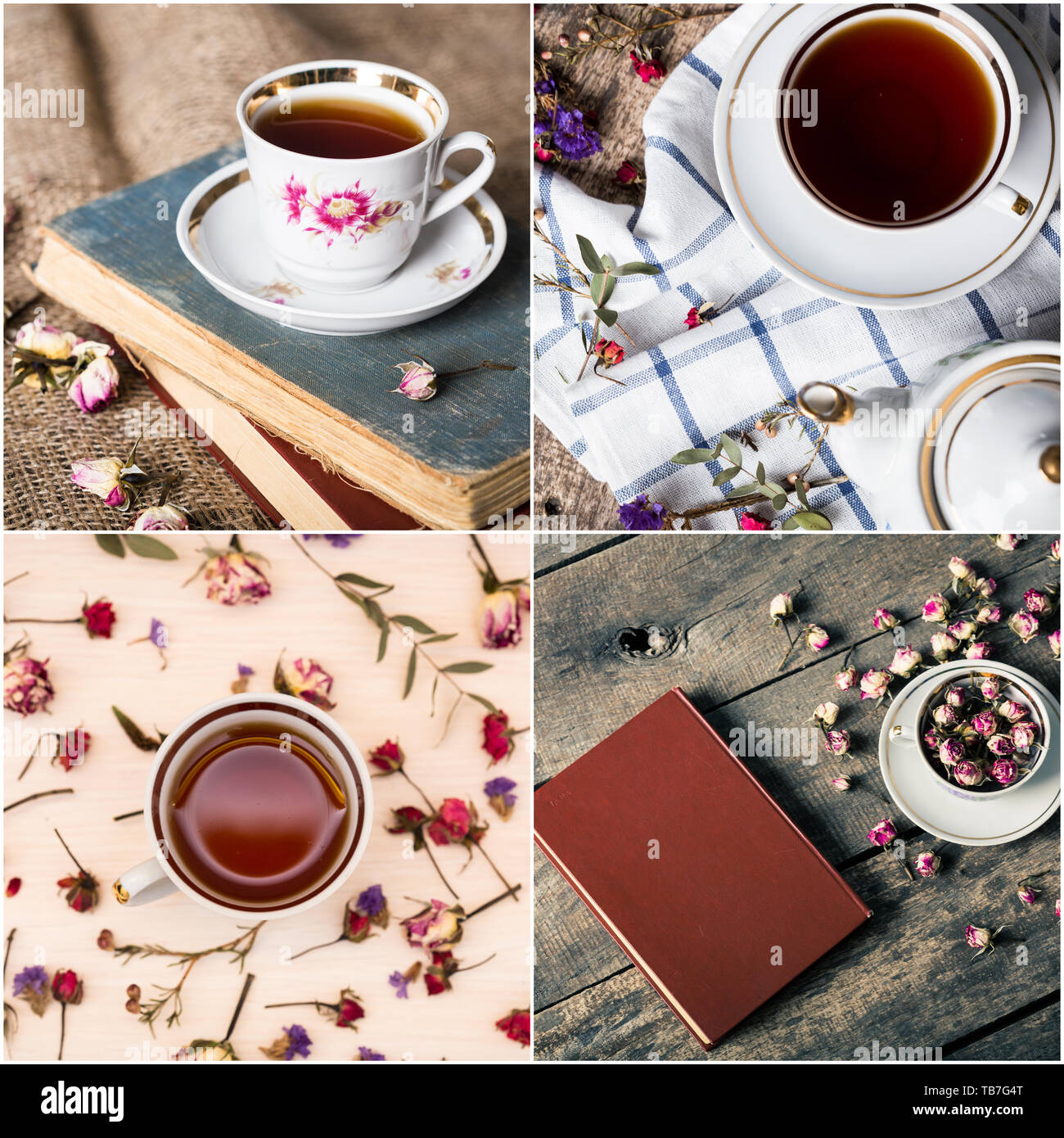 Collage tasty hot tea hi-res stock photography and images - Alamy
