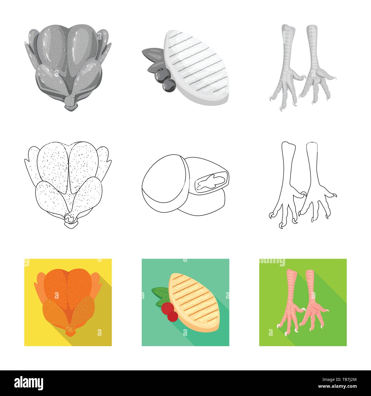 Isolated object of product and poultry symbol. Set of product and ...