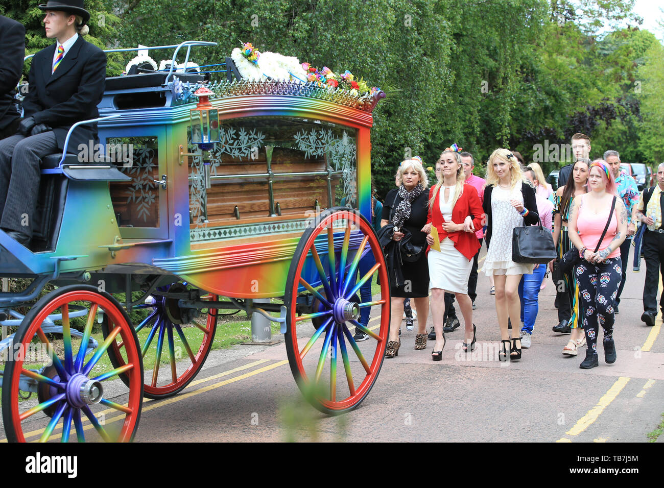 The cortege makes its way to Chanterlands Crematorium in Hull for the ...