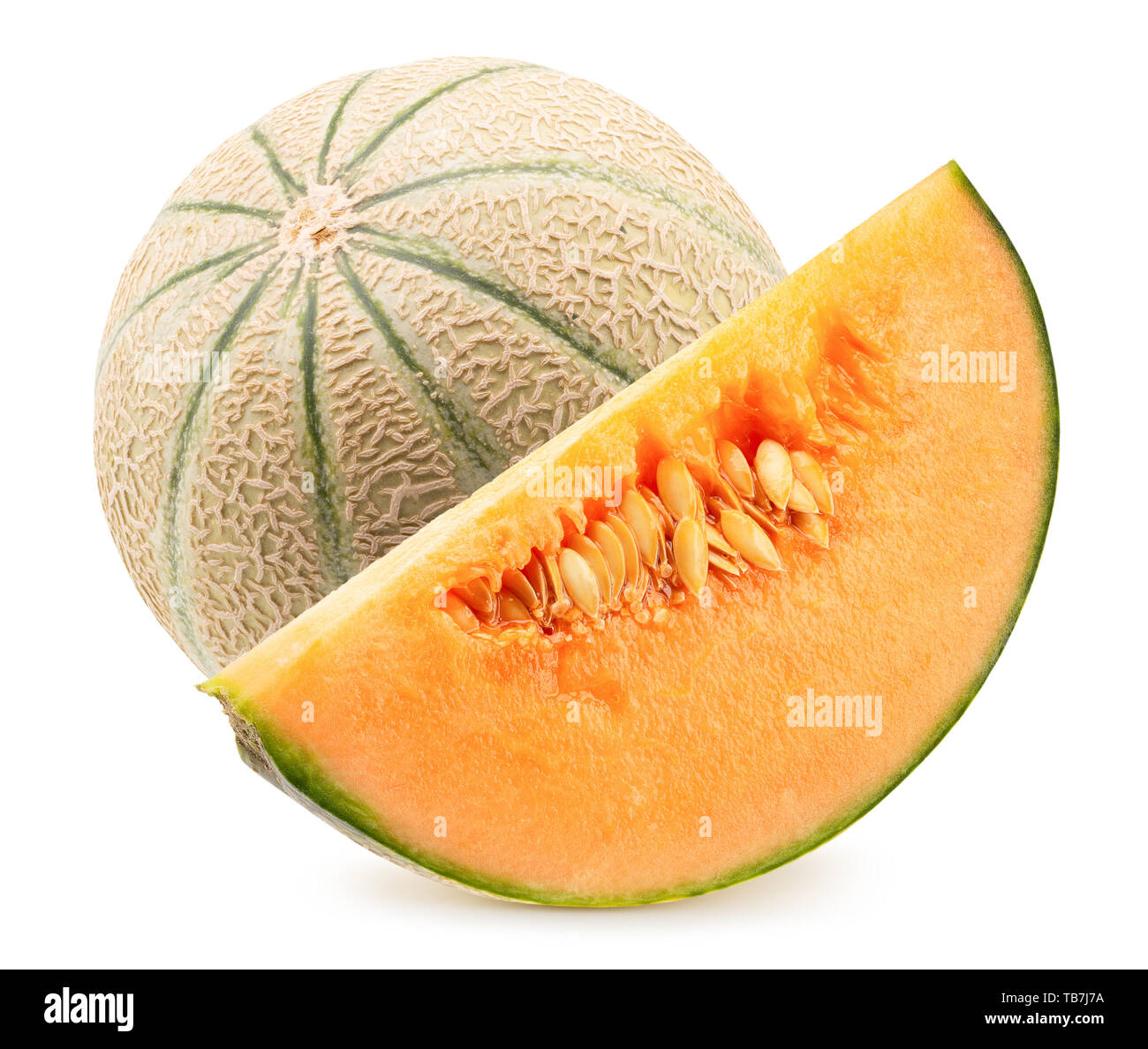 melon with slice isolated on a white background Stock Photo - Alamy