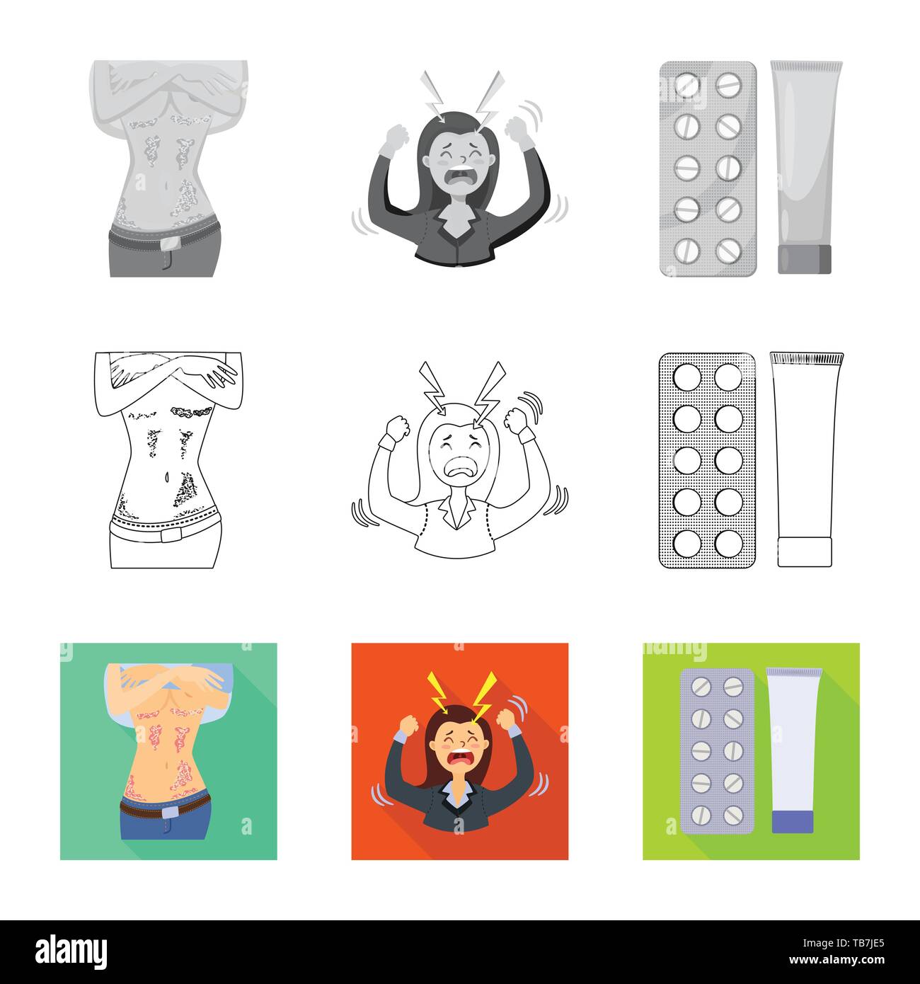 Vector design of medical and pain icon. Set of medical and disease ...