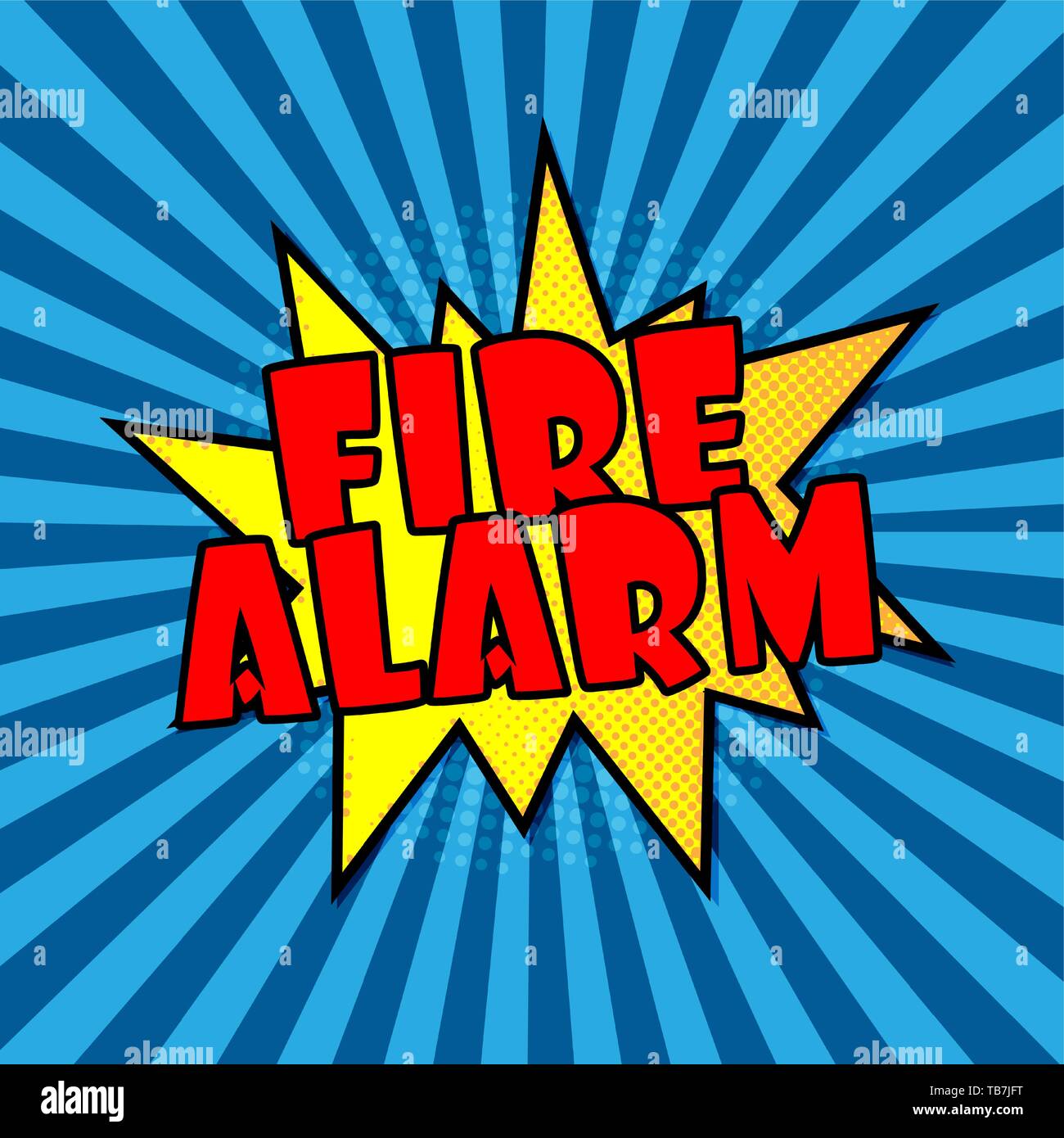 Fire Alarm Explosion, isolated retro style comic book background Stock ...