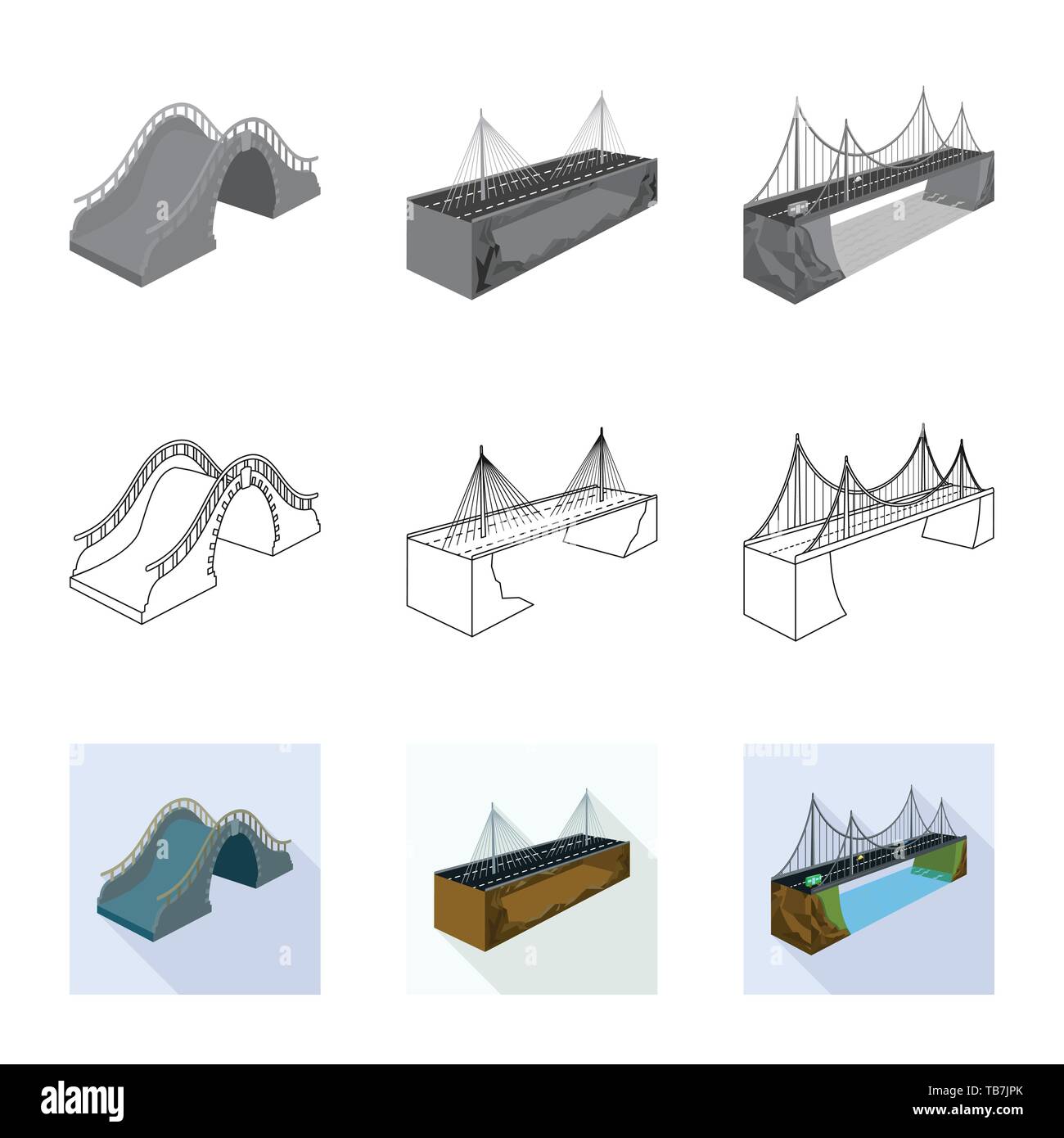 bridge,pedestrian,mounted,rock,modern,concrete,long,brick,handrails ...