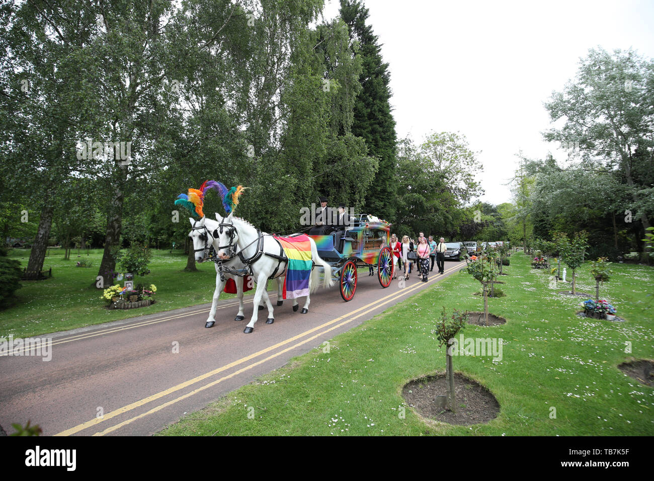 The cortege makes its way to Chanterlands Crematorium in Hull for the ...