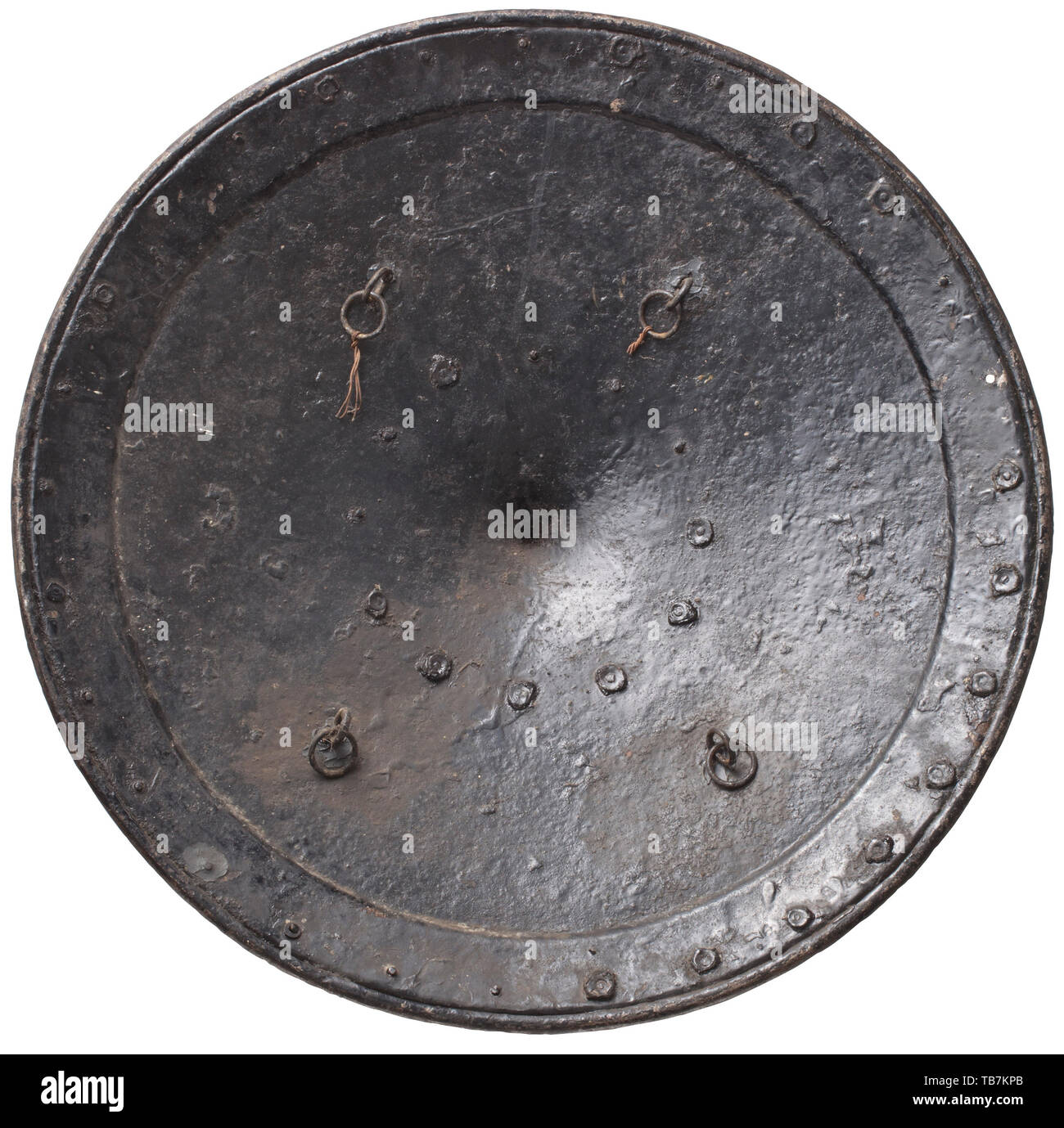 A German iron round shield, circa 1560, Large domed shield forged in ...