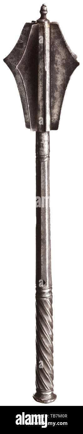 A German mace, circa 1530/40, Large head with seven slightly conical ...