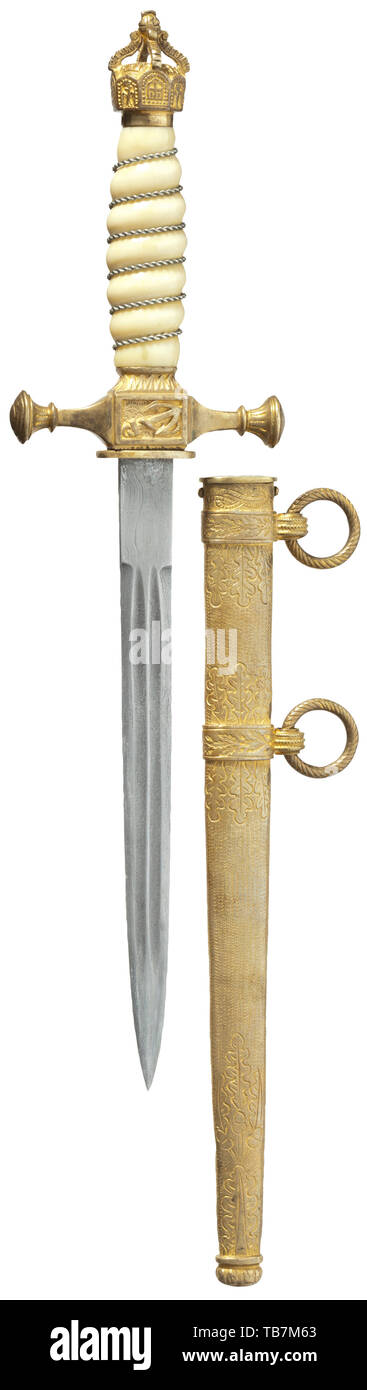A deluxe dagger for officers of the Imperial Navy with damascus blade ...