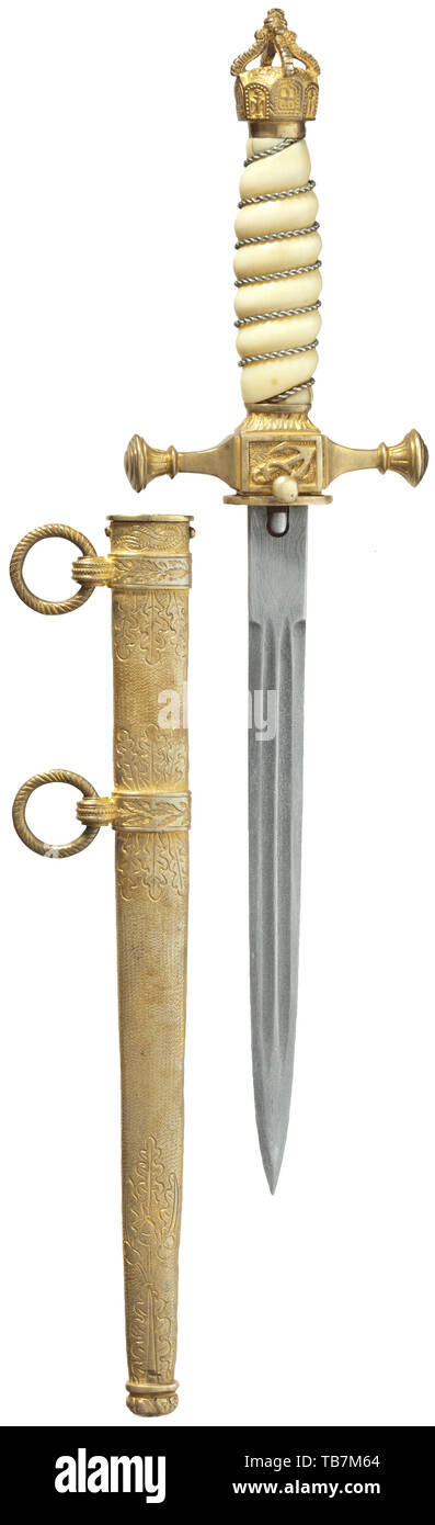 A deluxe dagger for officers of the Imperial Navy with damascus blade ...