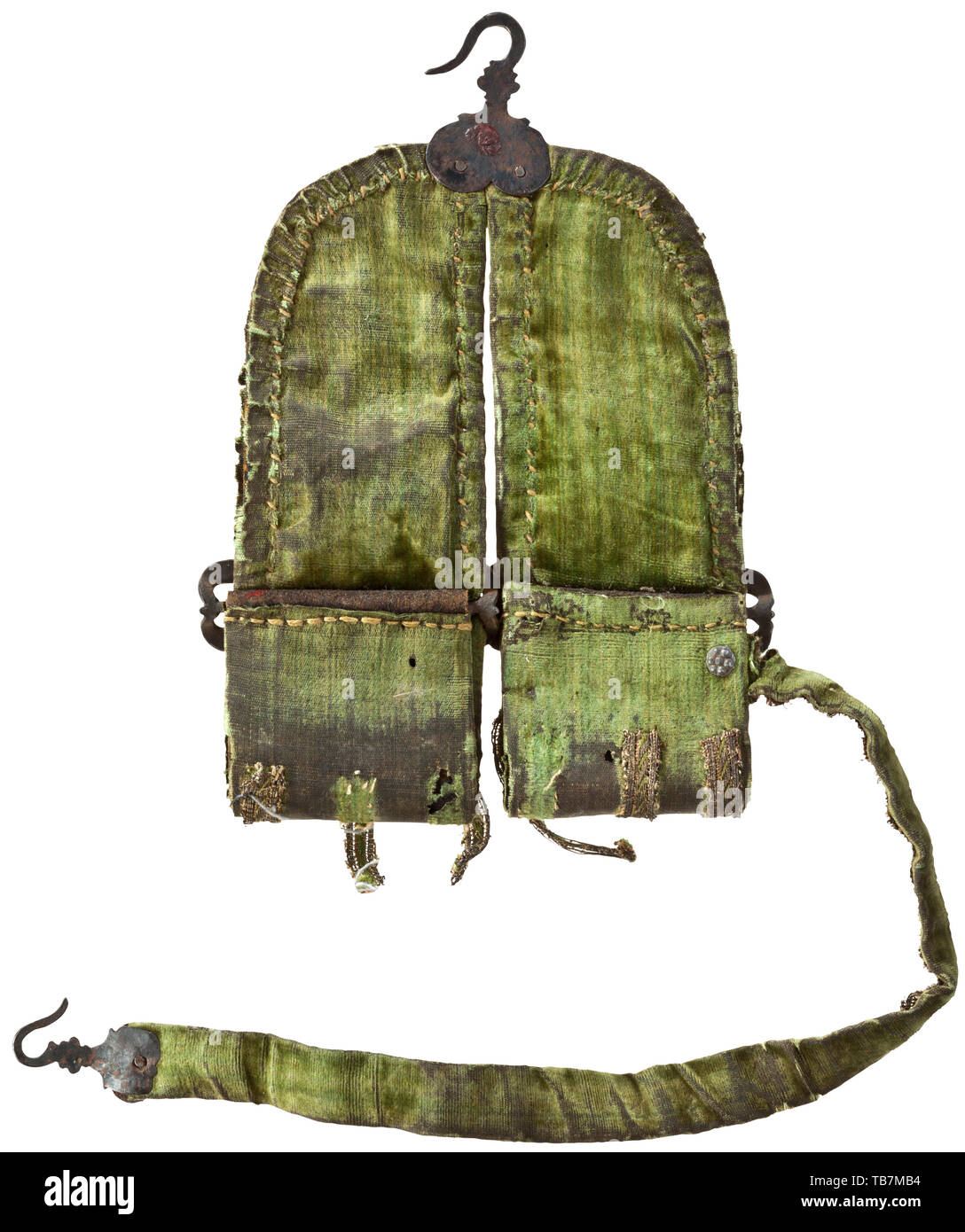 A German sword hanger, circa 1620, Belt hanger made of heavily worn ...