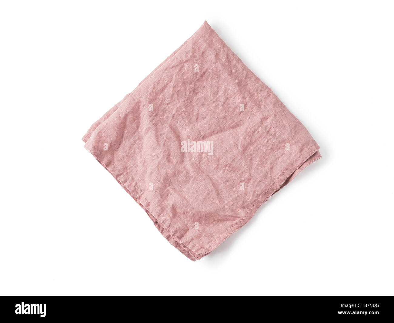 Folded old rose color linen napkin isolated on white background ...