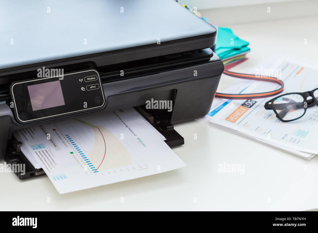 Printer, copier, scanner. Office table Stock Photo - Alamy